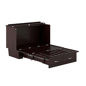 AFI, Monroe Murphy Bed Chest with 6 inch Memory Foam Folding Matttress, Built-in Charging Station and Storage Drawer, Full, Espresso