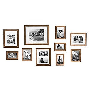 Kate and Laurel Bordeaux Gallery Wall Frame Kit, Set of 10 with Assorted Size Frames in Natural Rustic Finish
