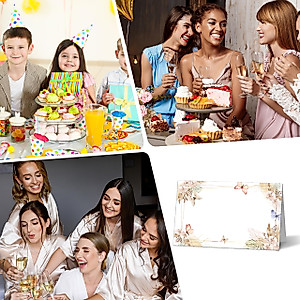 Butterfly Table Place Cards - 25PCS Tent Cards - Boho Floral Butterfly Themed Food Lables - Name Place Cards for Table Setting - Name Cards for Birthday Party Baby Shower - Scored for Easy Folding -05