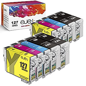 127 127XL Ink High Capacity Black & Color Cartridge ejet Remanufactured for Epson 127 T127 for NX530 625 WF-3520 WF-3530 WF-3540 WF-7520 645 545 630 840 845(4 Large Black, 2 Cyan, 2 Magenta, 2 Yellow)