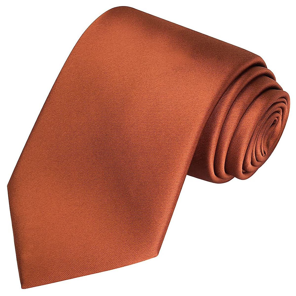 KissTies Mens Rust Tie Burnt Orange Satin Necktie Wedding Ties + Gift Box