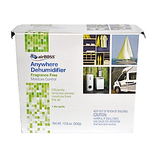 airBOSS Anywhere Dehumidifier, Fights Mildew and Odors, Fragrance Free, No Spills, 10.6 oz, Pack of 6