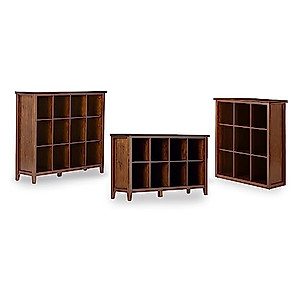 SIMPLIHOME Artisan SOLID WOOD 43 Inch Transitional 9 Cube Bookcase and Storage Unit in Russet Brown, For the Living Room, Study Room and Office