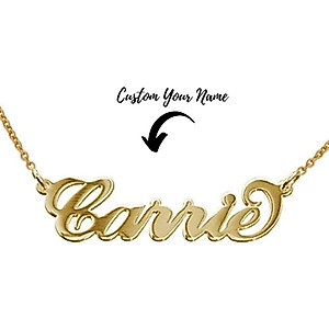 MyNameNecklace Personalized Name Necklace-My Name Custom Pendant Nameplate Precious Metals Sterling Silver 925 & Gold Plating - Christmas Jewelry Gift
