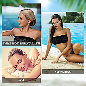 Geyoga 100 Pcs Women Disposable Underwear Set,Disposable Bras and Thong Panties for Spa,Disposable Strapless Underwear Spray (Black)