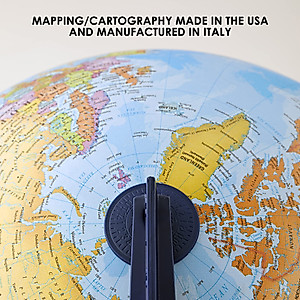 Waypoint Geographic Scout Illuminated, Decorative Classroom Globe with Stand, World Globe with More than 4000 Places, 12” Interactive Globe with Political Mapping, Blue