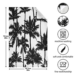 ALAZA Tropical Black Palm Tree White Decorative Kitchen Dish Towels Set of 4,Soft and Absorbent Kitchen Hand Towels Home Cleaning Towels Dishcloths,18 x 28 Inch