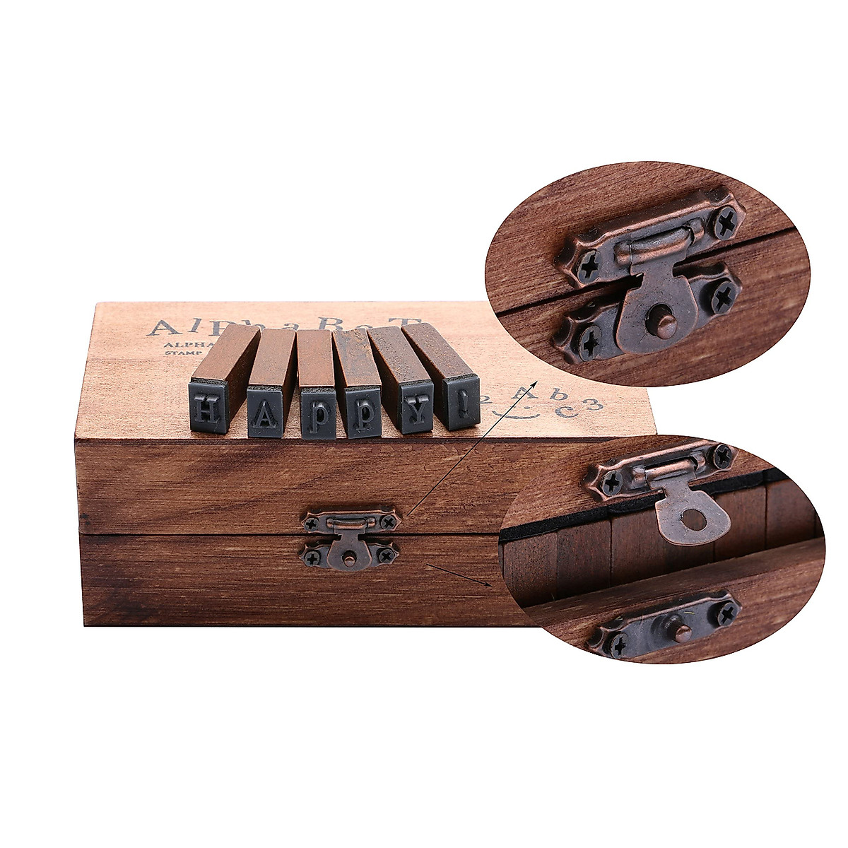 Rubber Stamp Letters Alphabets, Dedoot 70 pcs Alphabet Stamps for Pottery Vintage Wooden Number and Letter Symbol Alphabet Mini Stamps for Clay Crafts, Card Making, Kids Painting