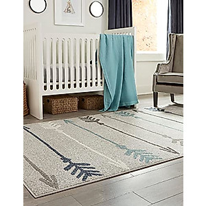 Unique Loom Autumn Collection Area Rug - Arrow (7' 10" x 10' Rectangle, Light Gray/ Black)