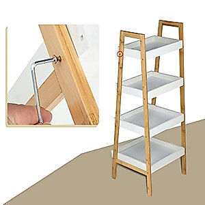 Magshion 4-Tier Ladder Shelf Casual Home Basics Modern Bookshelf Organizer, Storage Rack Shelves, Decorative Leaning Bookshelf for Bathroom, Living Room, Corner Display Bookcase