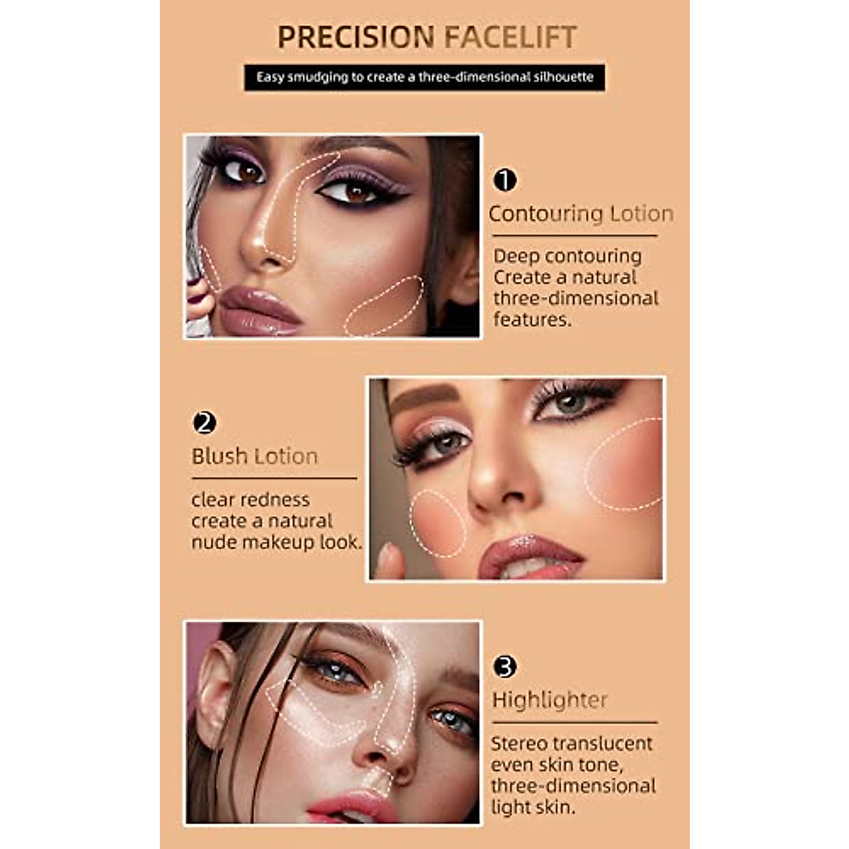 GL-Turelifes Liqiud Contour Beauty Wand, Liquid Highlighter and Bronze Stick with Cushion Applicator Attached Easy to Blend Brightens Facial Gloss Makeup Multi Functional Cosmetic (#1)