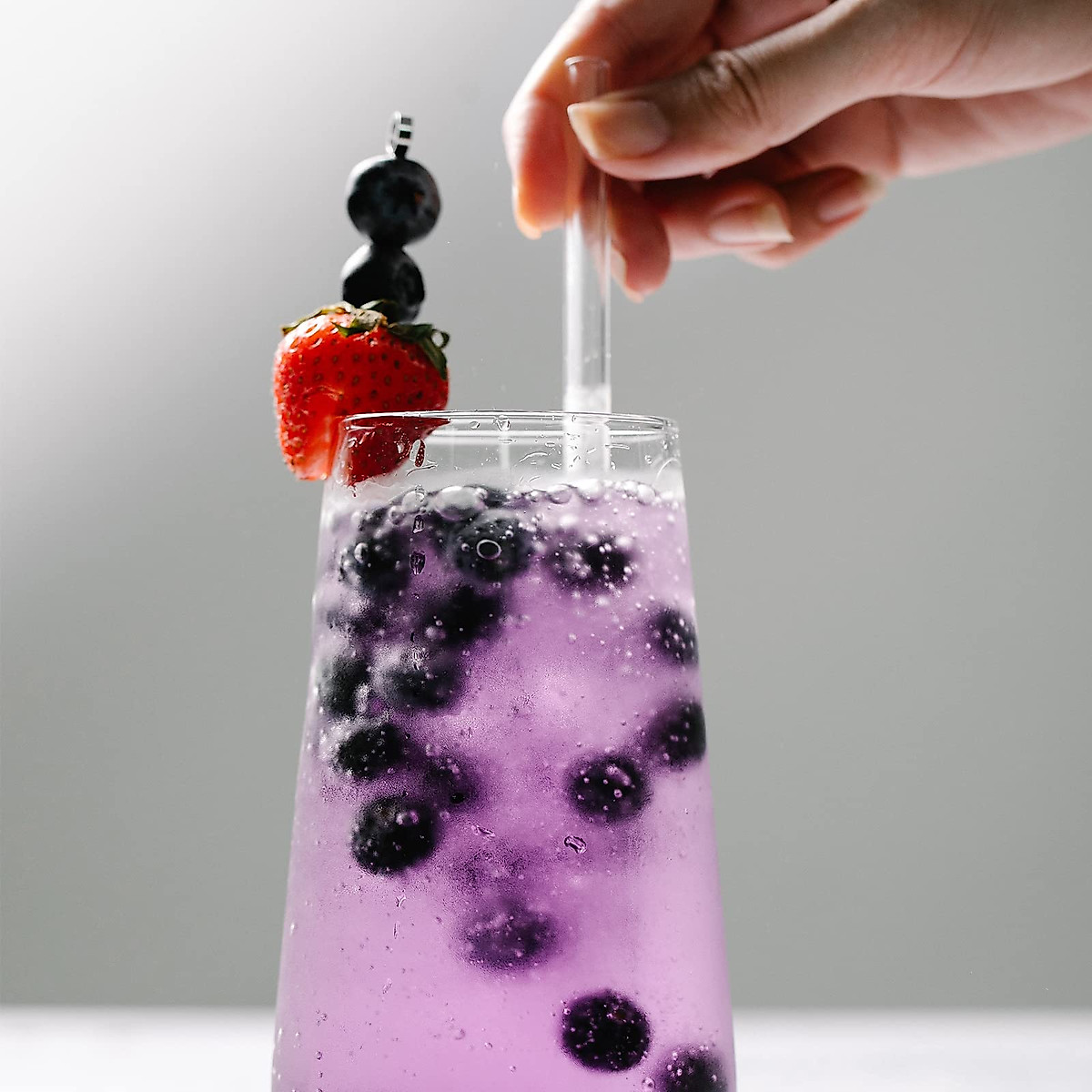 [10 Pcs] Reusable Glass Straws Shatter Resistant - 9" x 10 mm Eco Friendly Clear Drinking Reusable Straws With 2 Cleaning Brushes for Coffee,Milkshakes,Juice Drinks