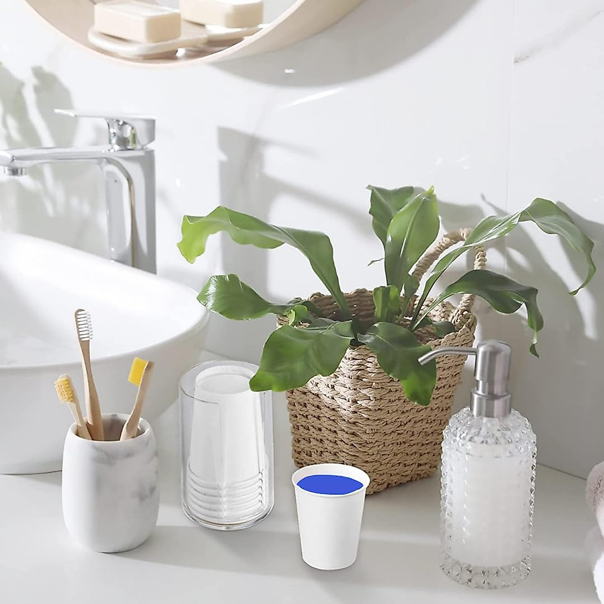 Lakesstory 50 Pack 4 oz. White Paper Disposable Cups – Hot and Cold Beverage Drinking Cup for Water, Juice, Coffee or Tea – Ideal for Water Coolers, Party, or Coffee On the Go’