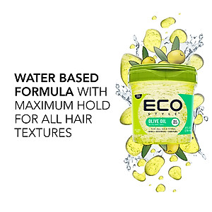 Eco Style Gel Olive Oil Styling - Adds Shine and Tames Split Ends - Delivers Moisture to Scalp - Nourishes And Repairs - Provides Weightless and Superior Hold - Ideal for all Hair - 8 oz