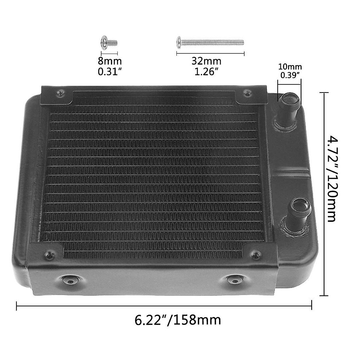 BXQINLENX 18 Pipe Aluminum Heat Exchanger Radiator for PC CPU CO2 Laser Water Cool System Computer 120mm(A)