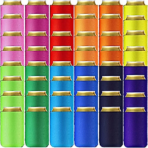 60 Packs Blank Can Cooler Sleeves Sublimation Soda Can Covers Neoprene Can Sleeve Beer Drink Sleeve Drink Insulator Sleeve Beer Can Coolers for Weddings Party Beverages HTV Projects, 12 Colors
