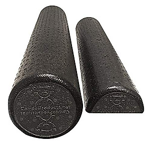 CanDo Foam Roller - Black Composite - Extra Firm - 6" x 12" - Round