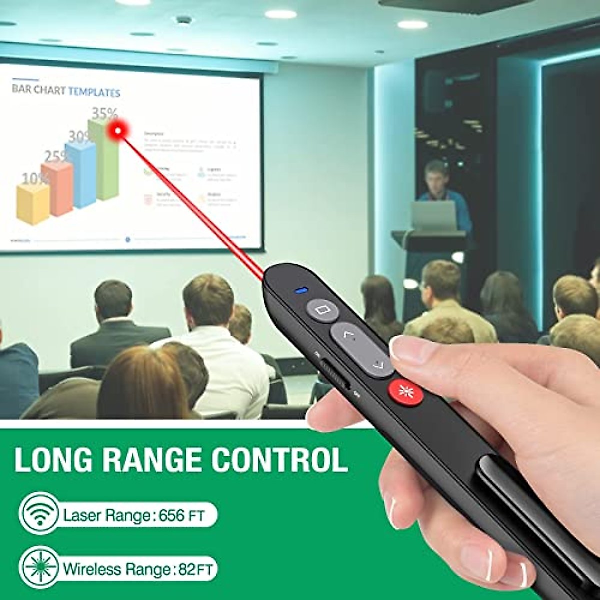 Laser Pointer for Cats Dogs, 2.4GHz Wireless Presentation Clicker for PowerPoint Presentations, PowerPoint Presentation Remote Clicker & Red Light Pet Cat Laser Toys