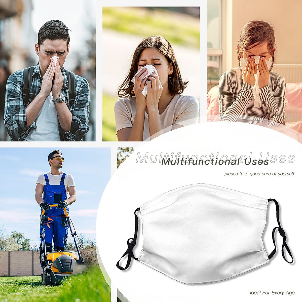 SARNFANS Natural Color Reusable Adults Washable Face Mask Gifts,Autumn Love Themed Heart,Black Adults Face Masks 3D Cover for Outdoor Sport,White