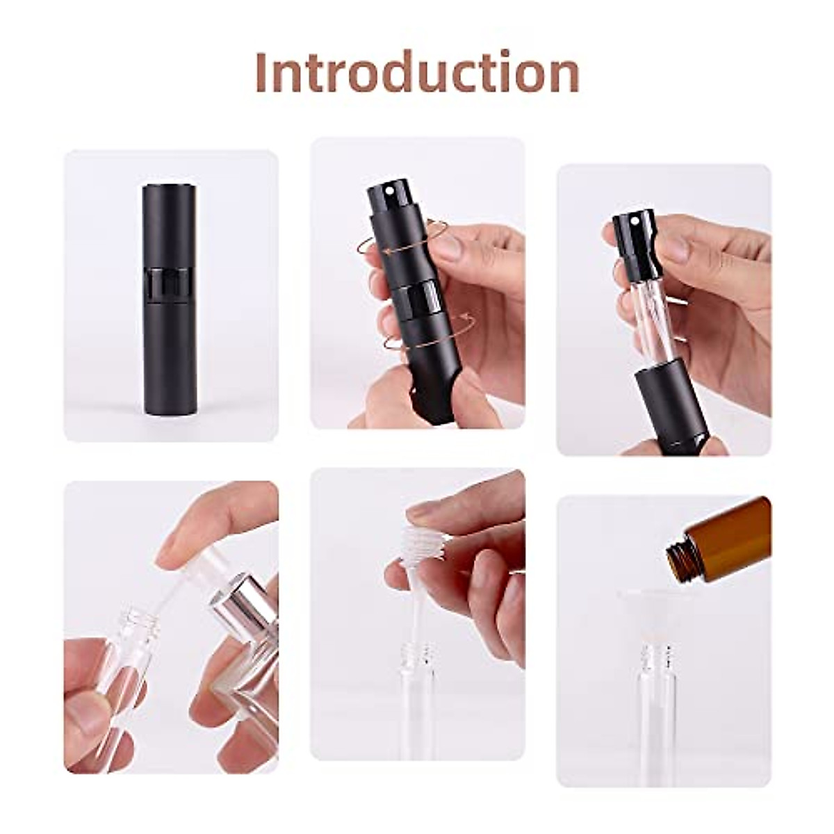 ZERNBER 8ML Atomizer Perfume Travel Refillable (2 PCS) Empty Travel Cologne Sprayer Bottles Refillable, Mini Portable Dispenser(2 Matte Black)