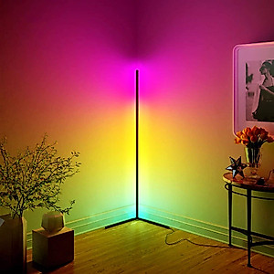JVMU Corner Lamp, RGB Changing Dimmable Smart Control - 56" Minimalist Style Decoration Lamp, Colorful Lamp for Living Room Bedroom with Remote Controller(Minimalist)