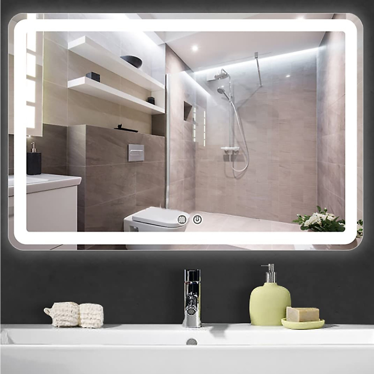 WinZo 30"x20" LED Bathroom Vanity Mirror with Adjustable Lights Wall Mounted Anti-Fog Waterproof, Horizontal Installation