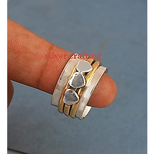 Heart Spinner Sterling silver spinning ring Meditation ring Silver band Love couple ring Silver jewelry (7)