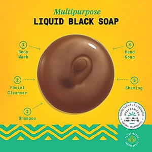 Alaffia Authentic African Black Soap Variety 2-Pack – All-In-One Liquid Soap, Travel-Size Eucalyptus Tea Tree + Full-Size Peppermint Body Wash, Face Wash, Shampoo, Shaving Soap