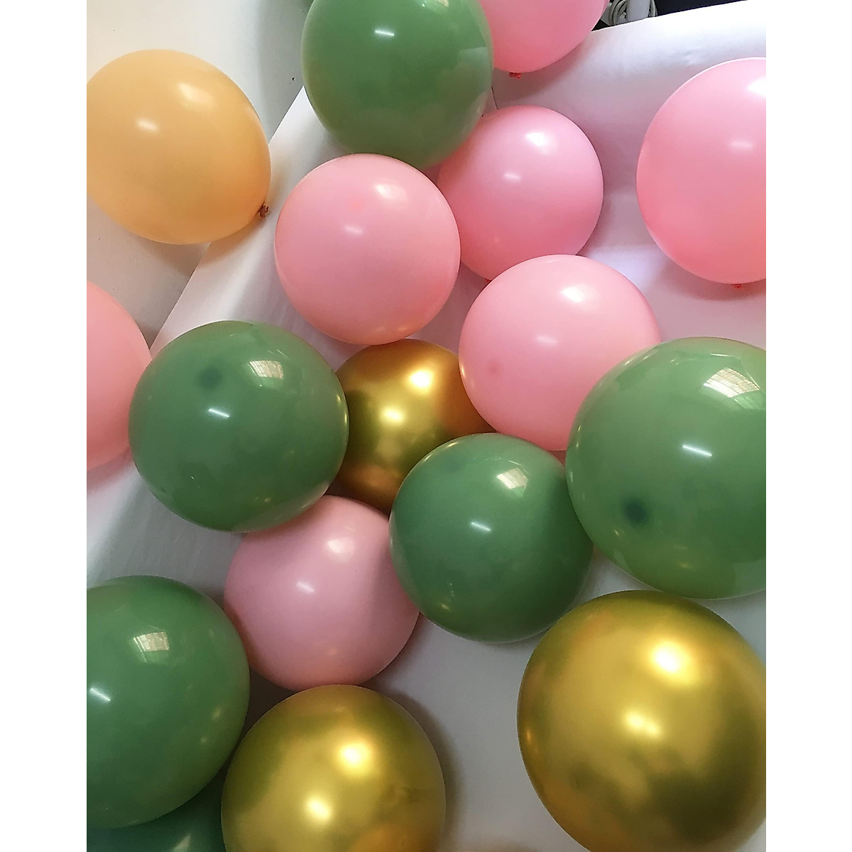 Pink Sage Green Balloons – Assorted Nude Pink Olive Green Gold Balloons 12inch for Gender Reveal Bridal Shower Cactus Party Decorations (Sage Green +Pink)