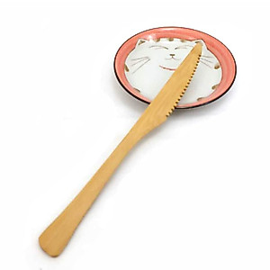 JapanBargain 4107x6, Bamboo Dinner Knife Butter Spreader Kids Knife for Eating Appetizer Furit Dessert Snack Reusable Dishwasher Safe, Set of 6, 9-inches
