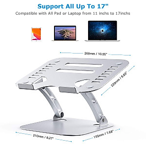Kalafun Portable Laptop Stand Adjustable Height - MacBook Pro Stand for Desk, Aluminum Foldable Laptop Riser Computer Holder
