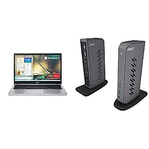 Acer Aspire 3 A315-24P-R7VH Laptop | 15.6" FHD IPS | AMD Ryzen 3 7320U | Radeon Graphics | 8GB LPDDR5 | 128GB SSD | Wi-Fi 6 | Win 11 Home in S Mode USB 3.0 Dock U301