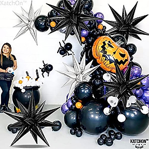 KatchOn, Black Spike Balloons - 20 Inch, Pack of 50 | Black Star Balloons Metallic, Black Starburst Balloon | Halloween Balloons | Spiky Balloons for Bachelorette Party, Black Halloween Decorations