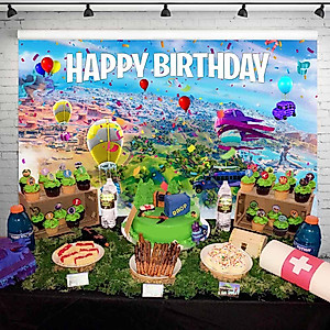 Smile World Video Game Party Supplies 5x3ft Battle Royale Backdrop Poster Birthday Banner Gamer Background Boys Room Wall Decoration 84