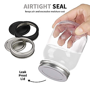 Novelinks 32 OZ Clear Plastic Mason Jars With Airtight Lids - Jars for Kitchen & Household Storage (6 Pack, Silver)