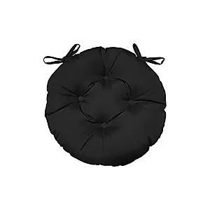 GUEGLSA Tufted Outdoor Bistro Chair Cushion, Waterproof Round Seat Cushion 15 inch, High UV Resistant Bistro Cushion for Patio Chair, (Black,1 Pcs)