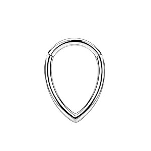 FANSING 316L Surgical Steel Teardrop Septum Hoop Hinged Triangle Septum Ring for Women 16 Gauge Septum Jewelry 8mm Septum Nose Rings Triangular Clicker Silver