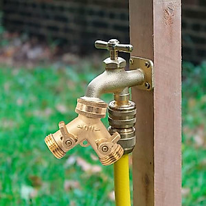 Xiny Tool Brass Garden Hose Splitter (2 Way), Solid Brass Hose Y Splitter 2 Valves with 2 Extra Rubber Washers