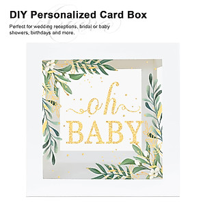 QIKSION Baby Shower Card Box for Reception, Clear with White Border Gift Card Box for Baby Showers, Wishing Well Party, Birthday, Gender Reveal