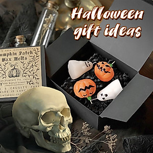 SUNXIZ 12 Pcs Halloween Pumpkin Ghost Candles Mini Spooky Burning Candle Fall Unscented Shaped Handmade Wax Novelty Goth Gifts for Thanksgiving Halloween Party Home Decoration