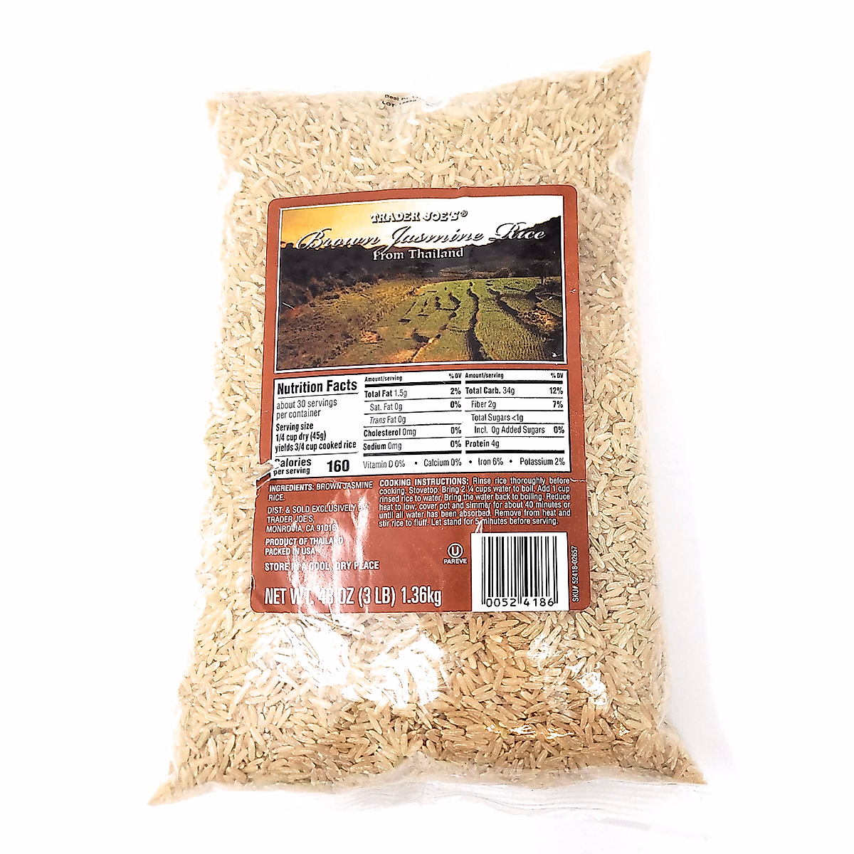 Trader Joes Brown Jasmine Rice From Thailand 3 lbs