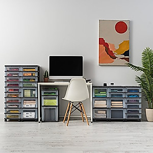 IRIS USA MC Plastic Storage, Rolling Cart with Organizer Top, 4 Drawer/GREY CLR, Gray