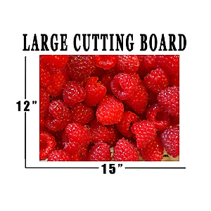 Fresh Raspberry Kitchen Glass Cutting Board Decorative Gift For Mom Red Raspberries Design