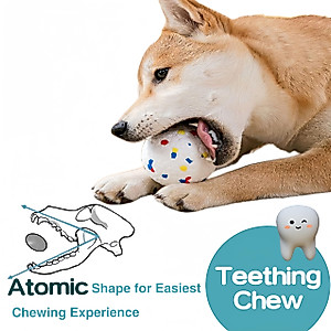 KUNHEHO 4pcs Indestructible Dog Balls for Aggressive Chewers - Atom Teething Chew Toys Water Toy Fetch Balls for Medium and Large Dogs (4 colors,3")