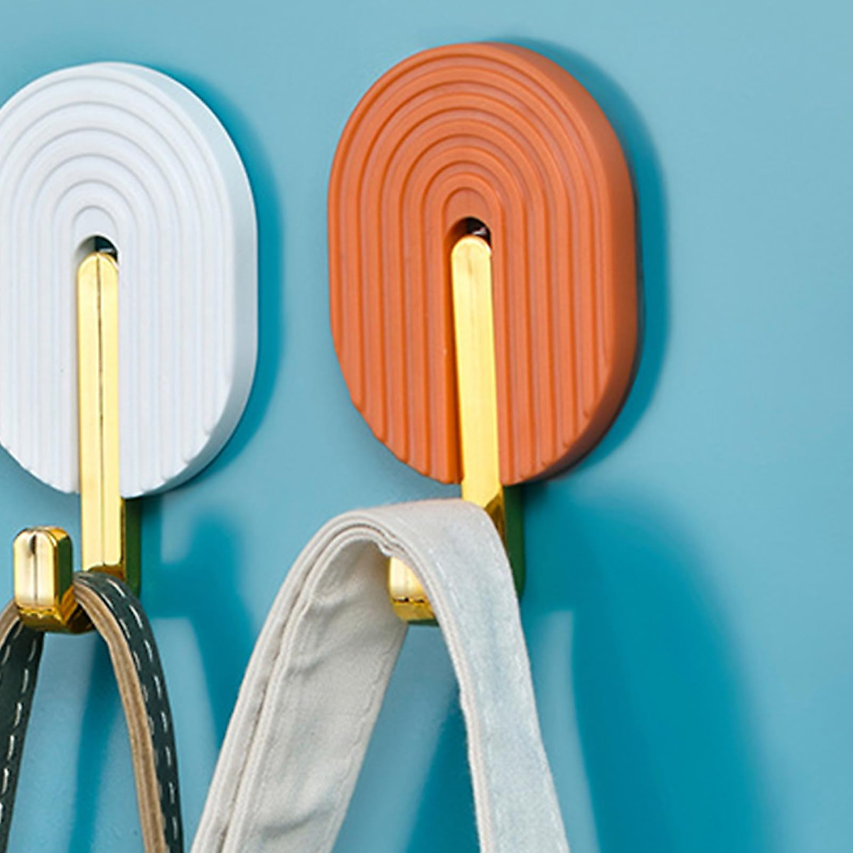 2pcs ABS High Bearing Capacity Towel Hook, Self Adhesive Hooks, Strong Adhesion Wall Hooks for Bathroom Kitchen (Orange)