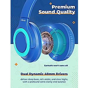 iClever 2 Pack Kids Headphones with Microphone - 94dB Safe Volume Limited - HS22 Wired Headphones for Kids Teens with Sharing Splitter, Tangle-Free Foldable Stereo Headset for School/Tablet/Travel