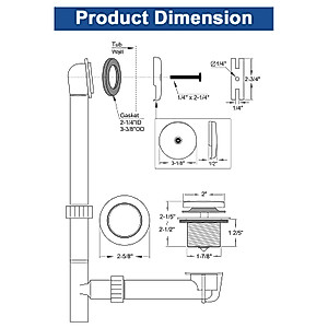 Anpean Brass Tip-Toe Bath Tub Drain Kit with Basket Strainer, Oil Rubbed Bronze