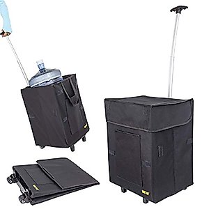 dbest products Bigger Smart Cart, Black Collapsible Rolling Utility Cart Basket Grocery Shopping Teacher Hobby Craft Art