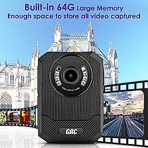GRC 1440P Police Body Camera with Audio, 64GB Memory, Night Vision,2 Inch Display,Portable Waterproof Body Worn Camera,Premium Body Cam for Law Enforcement Recorder,Personal Use