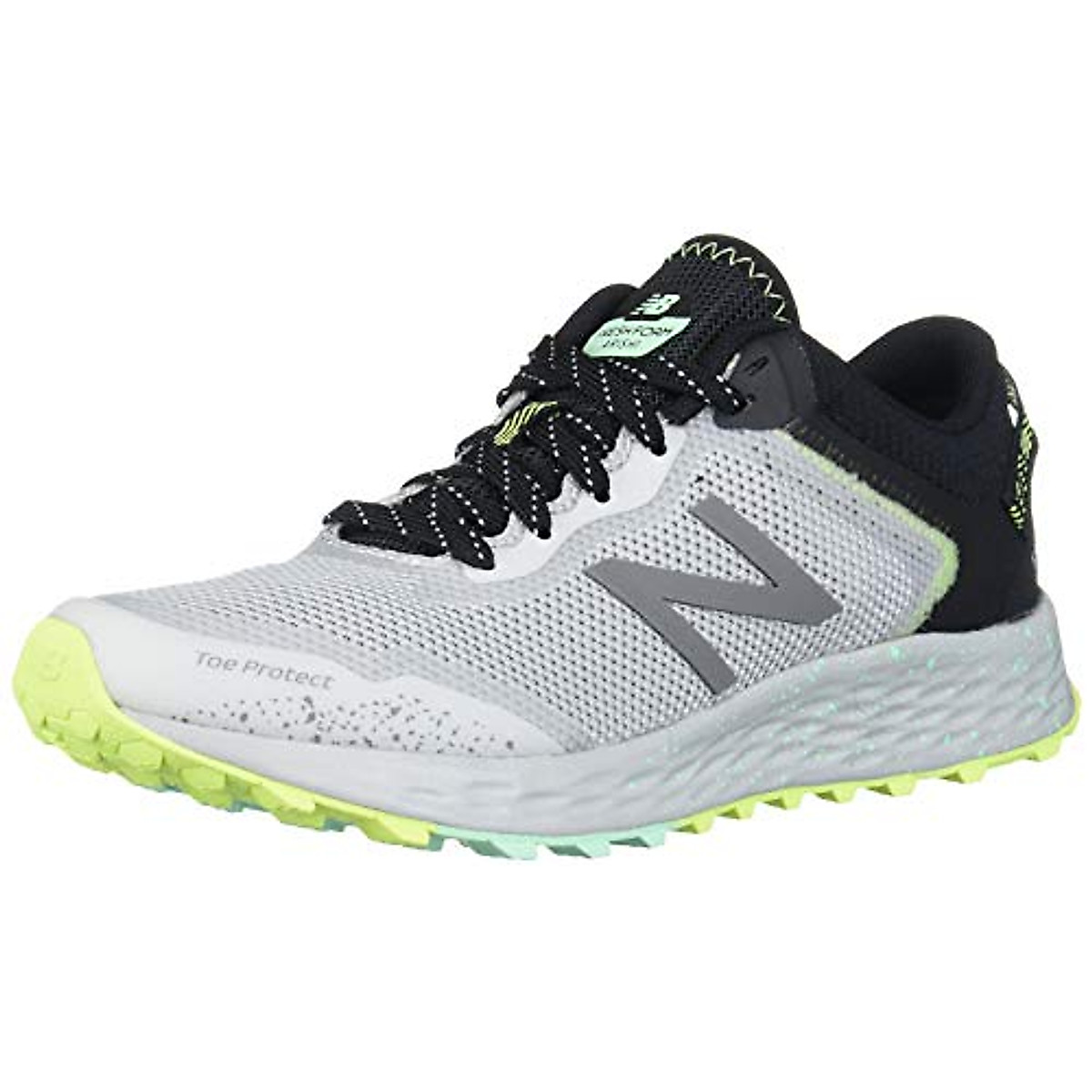 New Balance Women's Fresh Foam Arishi Trail V1 Running Shoe, Light Aluminum/Black/Neo Mint, 6.5 Wide